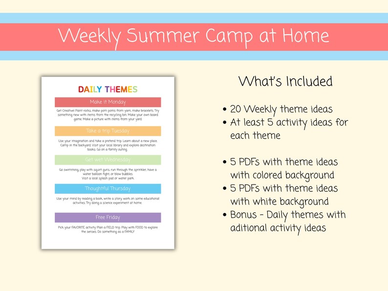 Weekly Summer Camp at Home, Summer Camp Ideas, Summer Activities for ...