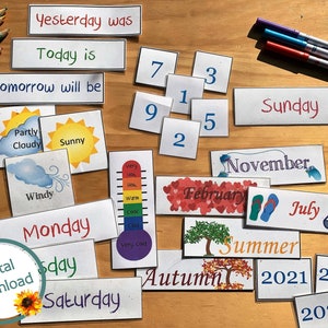 Morning Board for Kids/ Classroom Calendar Cards/ Pocket Chart Calendar ...