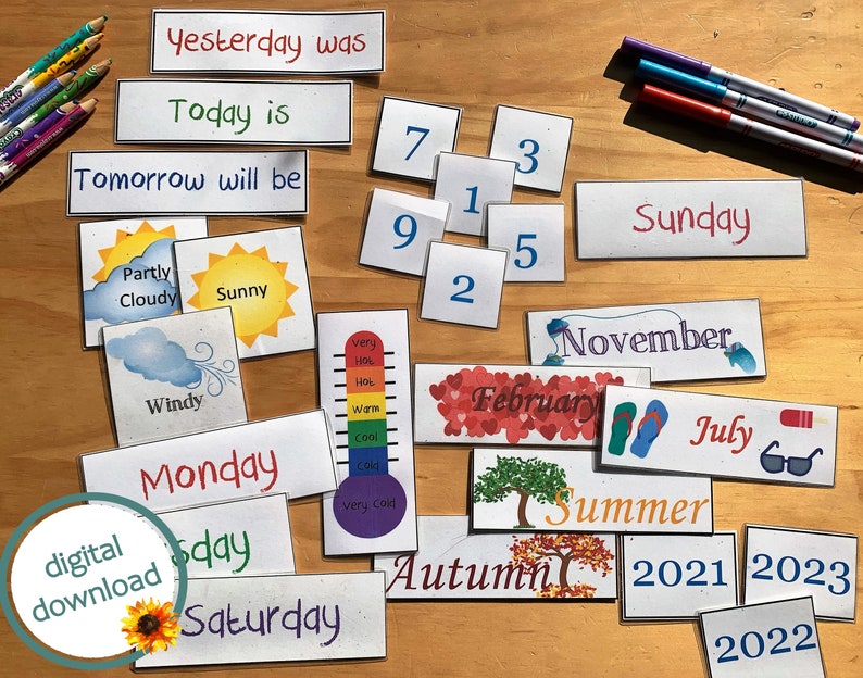 Morning Board for Kids/ Classroom Calendar Cards/ Pocket Chart Calendar ...