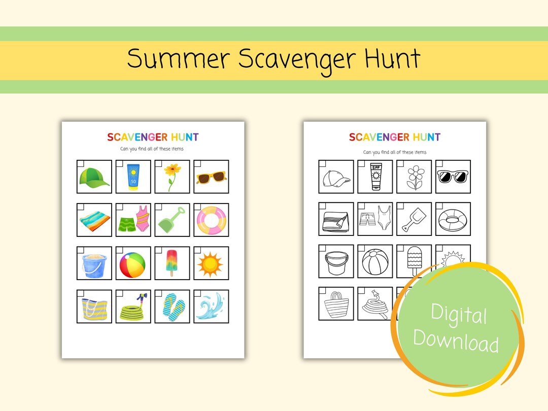 Summer Scavenger Hunt, Scavenger Hunt, Beach Scavenger Hunt, Pool or ...