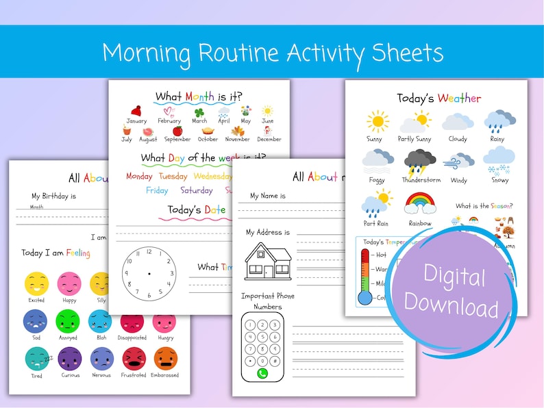 Morning Routine, Printable Calendar, Weather, Address, Phone Number ...