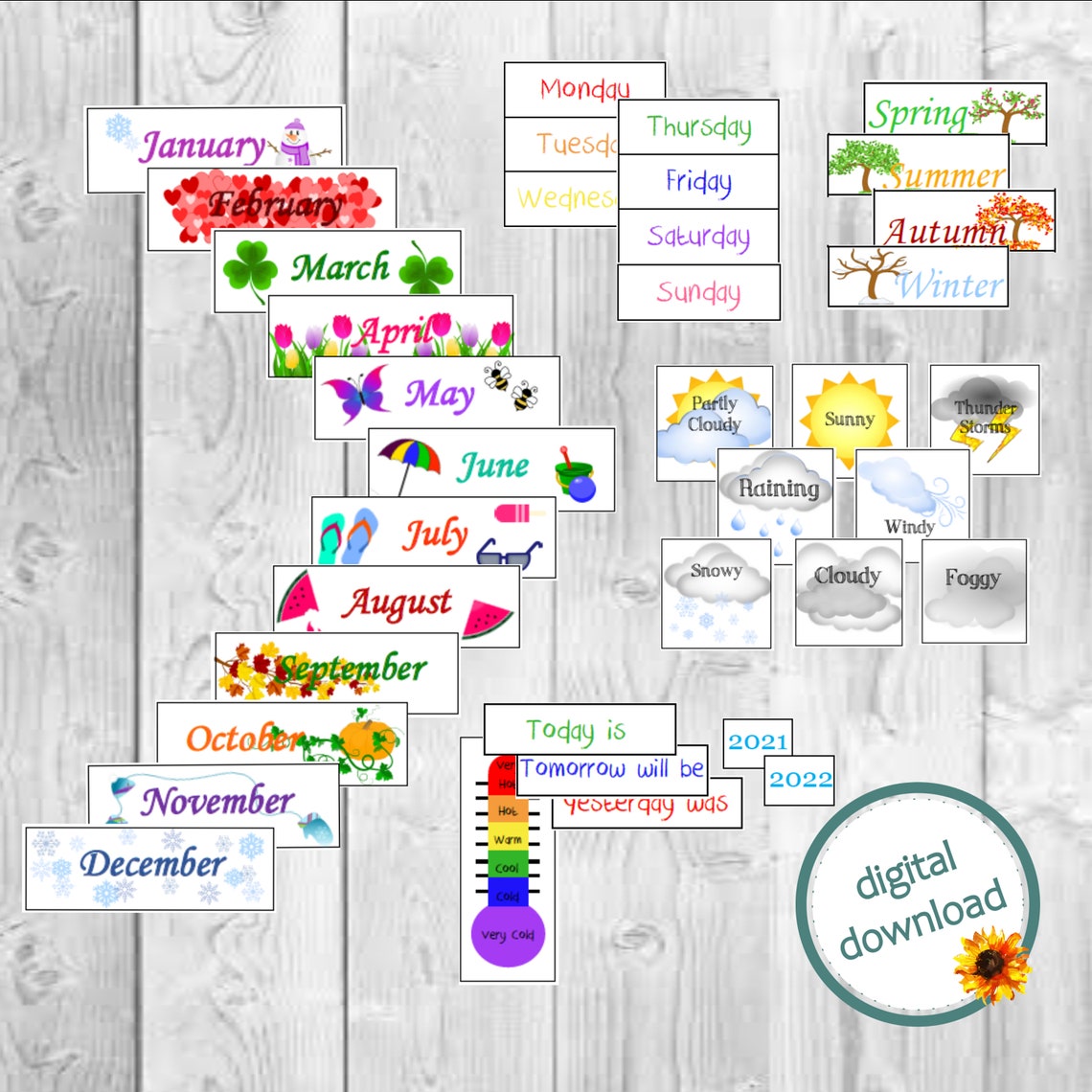 Morning Board for Kids/ Classroom Calendar Cards/ Pocket Chart Calendar ...