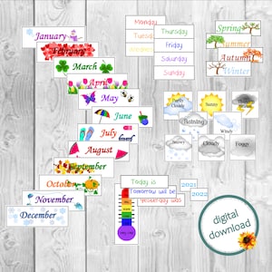 Morning Board for Kids/ Classroom Calendar Cards/ Pocket Chart Calendar ...