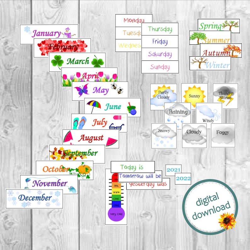 Morning Board for Kids/ Classroom Calendar Cards/ Pocket Chart Calendar ...