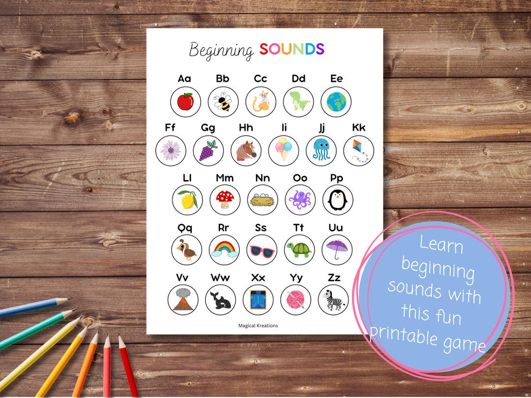 Beginning Sounds Printable Activity, Beginning Sound Game, Beginning ...