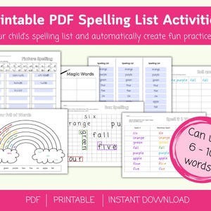 Spelling List Printables, Automatically Add Your Own Spelling List, 20 ...