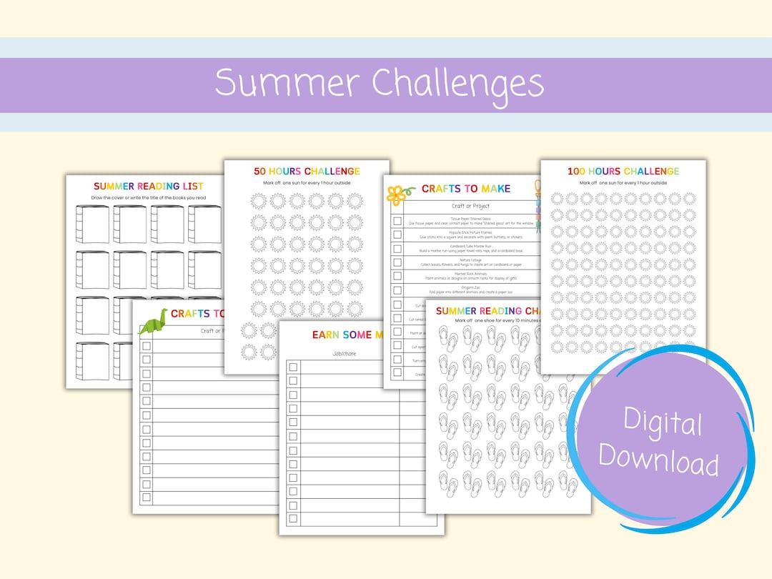 Printable Kids Summer Activities, Kids Summer Challenges, Summer ...