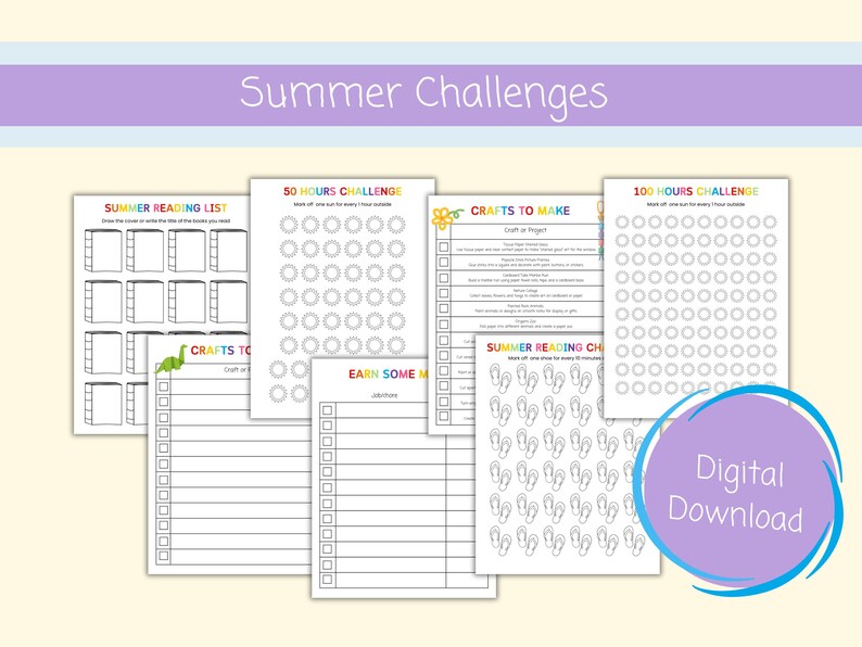 Printable Kids Summer Activities, Kids Summer Challenges, Summer ...