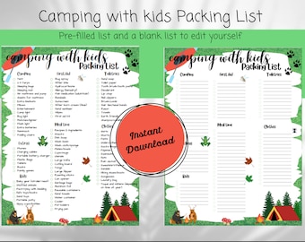 Editable Camping Packing List, Camping Trip Packing Checklist PDF ...