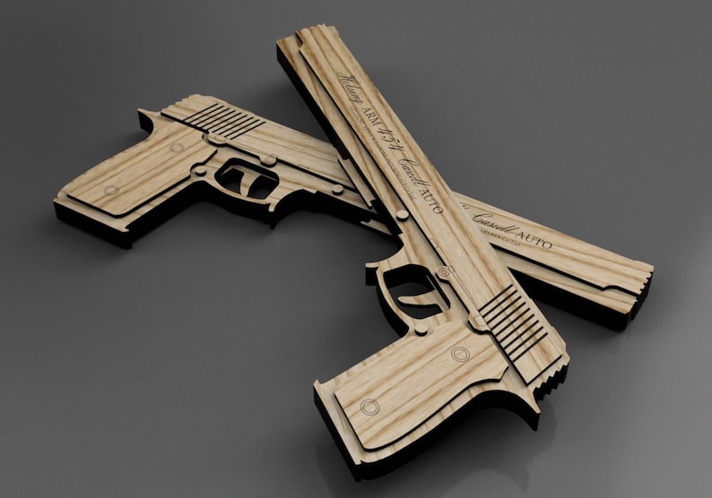 Rubber Band Gun Laser Cut File | Wooden Toy Gun SVG | Laser Cut Gun ...