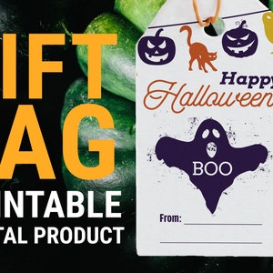 Halloween GIFT TAGS Printable Boo Ghost - Etsy