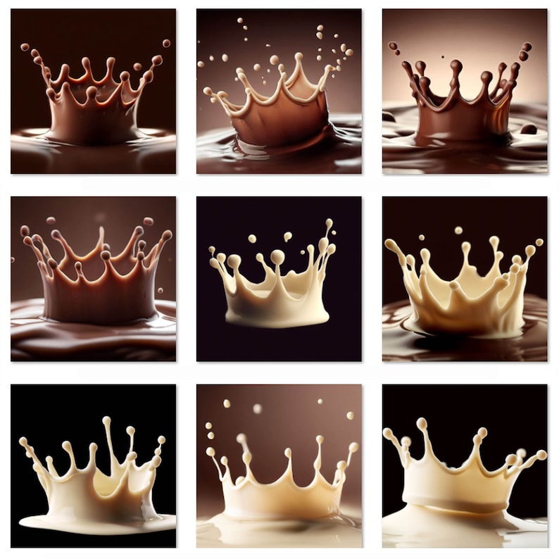 26 Crown Shaped Chocolate Splash Photo Pack | Illustrations Printable ...