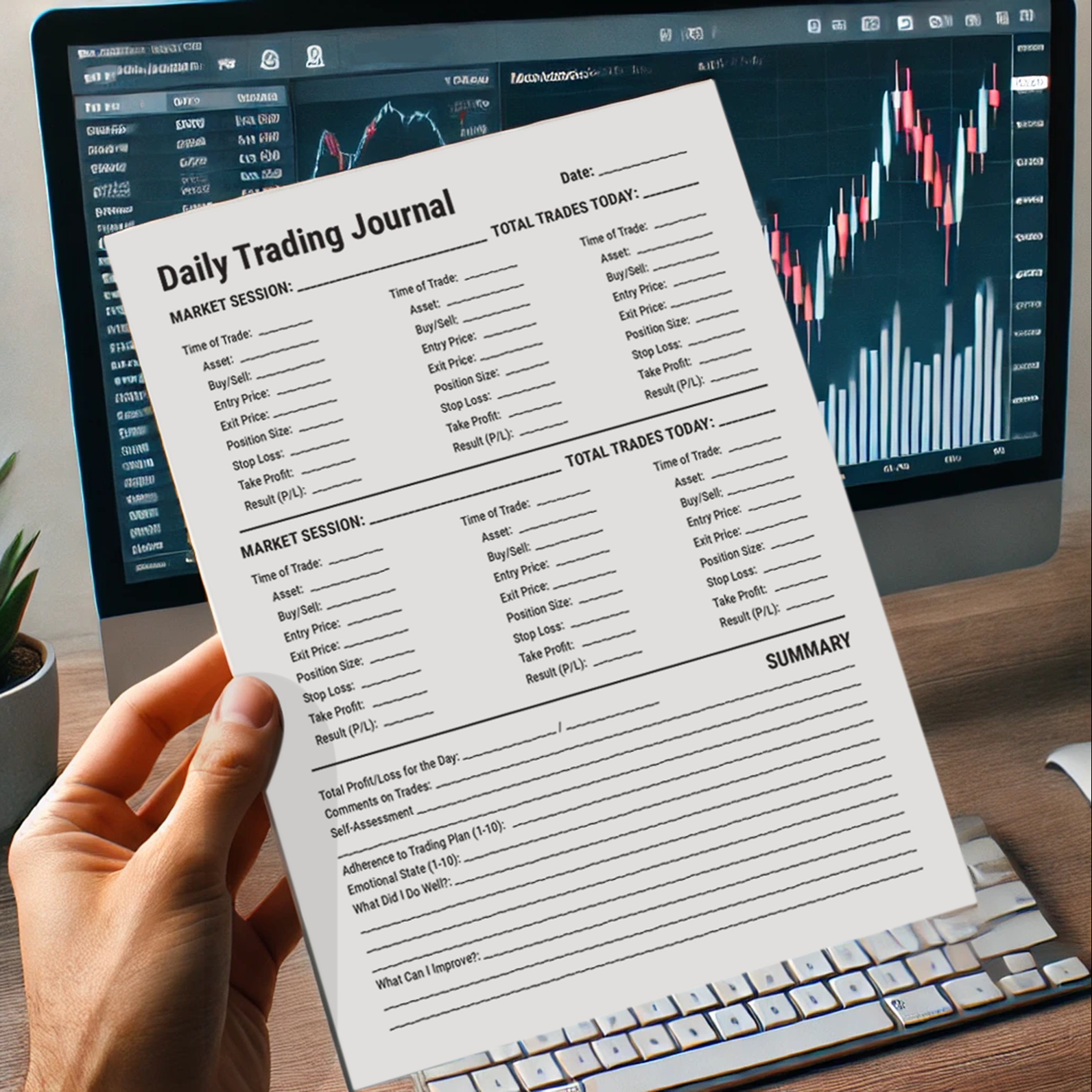 Daily Trading Journal - Digital Download - Printable PDF - A4 - Etsy