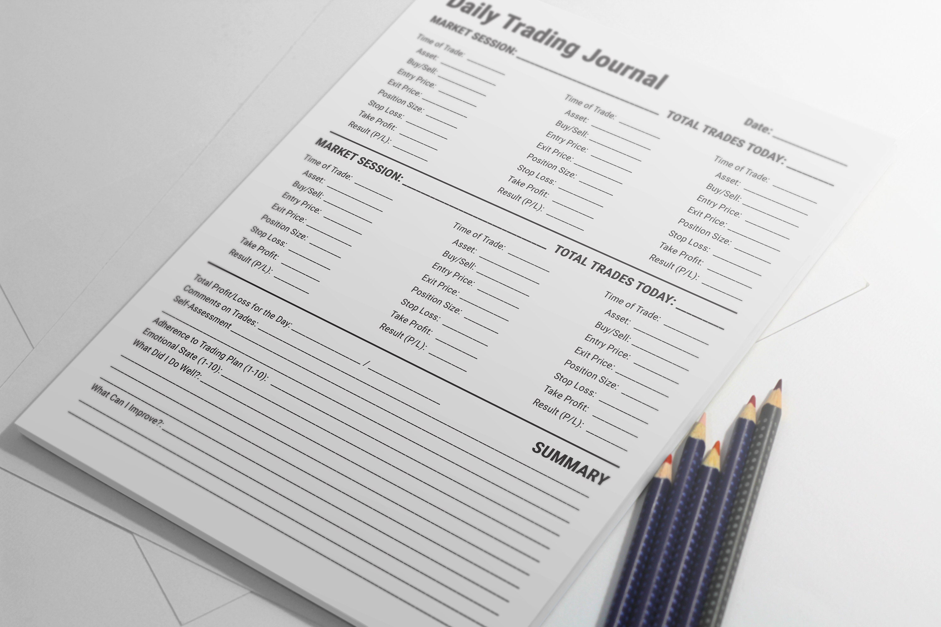 Daily Trading Journal - Digital Download - Printable PDF - A4 - Etsy