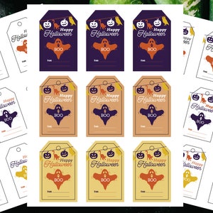 Halloween GIFT TAGS Printable Boo Ghost - Etsy