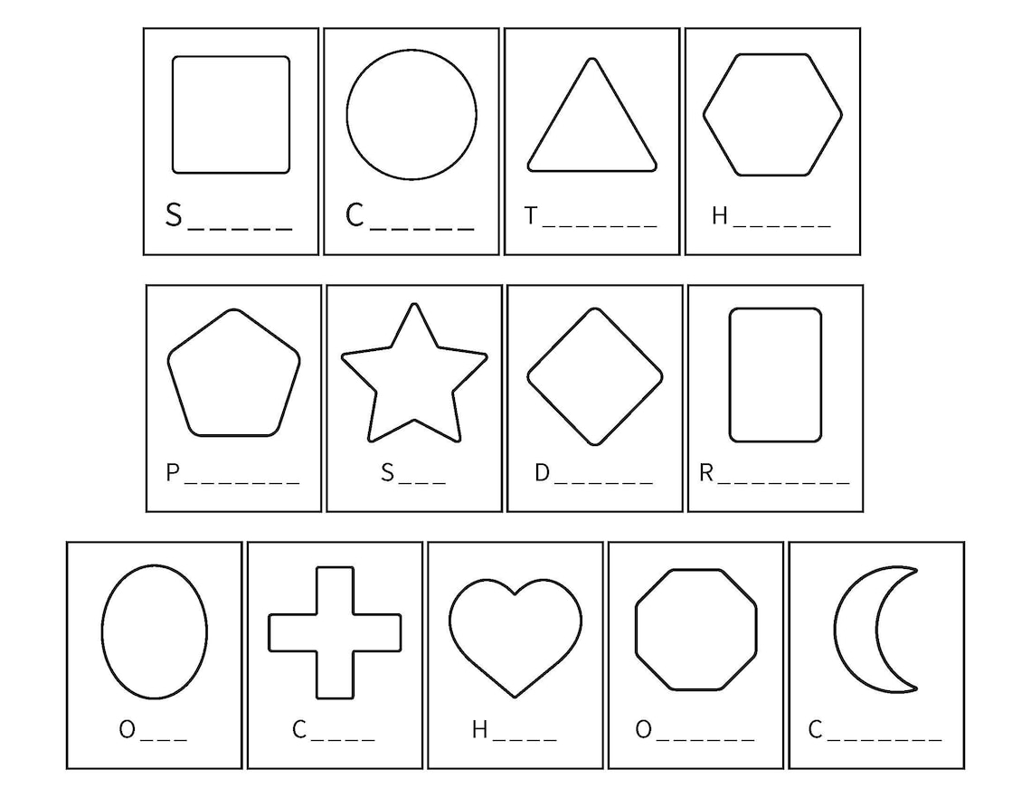 13 PRINTABLE Spelling/writing SHAPES Pages - Etsy
