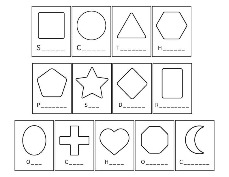 13 PRINTABLE Spelling/writing SHAPES Pages - Etsy