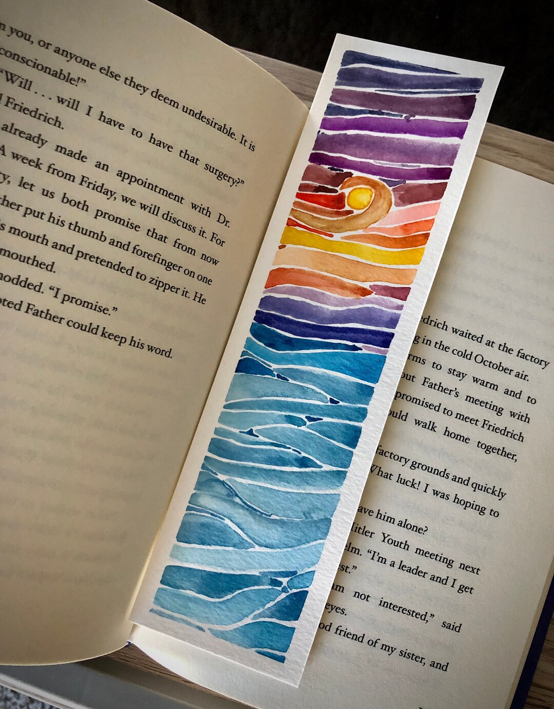 Ocean Bookmark, Water Scene, Nature Bookmark, Watercolor Bookmark ...