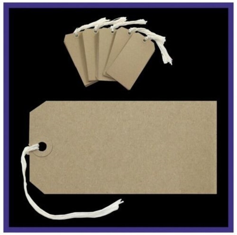 Strung Reinforced Tags Luggage Labels Tag String Tie on Gift Buff Brown ...
