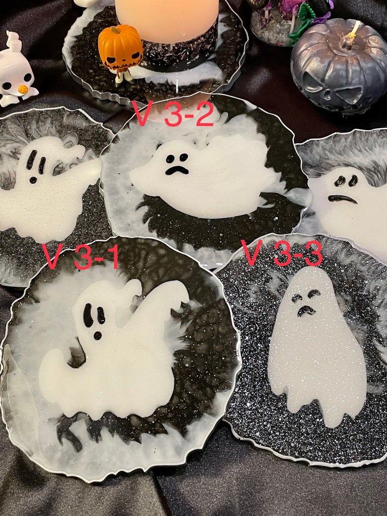 Ghost Resin Coasters / Halloween Decor - Etsy