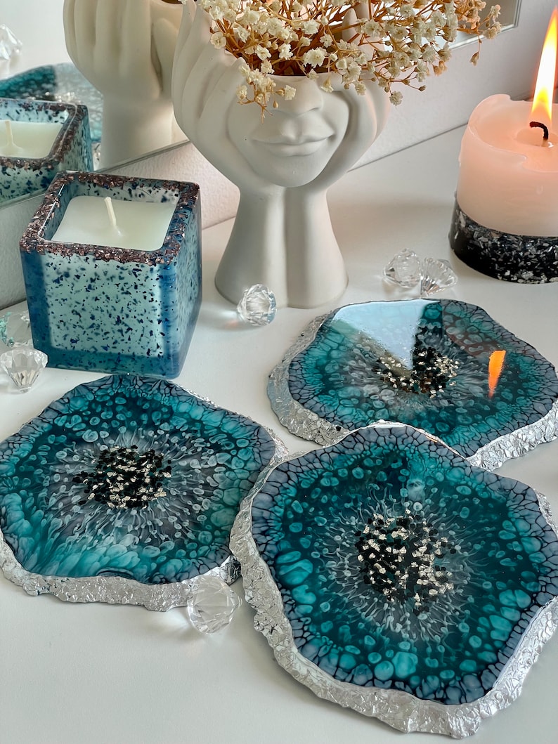 Three Shades of the Sea Resin Coasters - Etsy