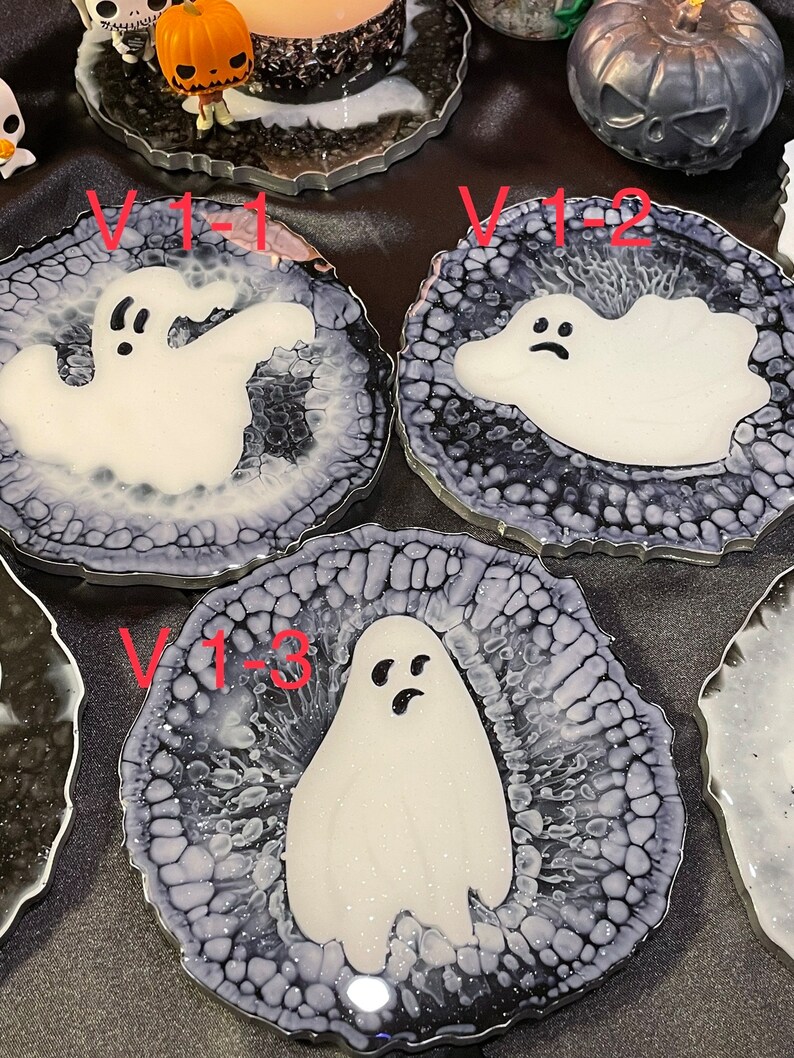 Ghost Resin Coasters / Halloween Decor - Etsy