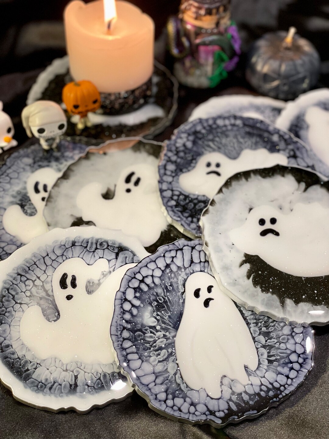 Ghost Resin Coasters / Halloween Decor - Etsy