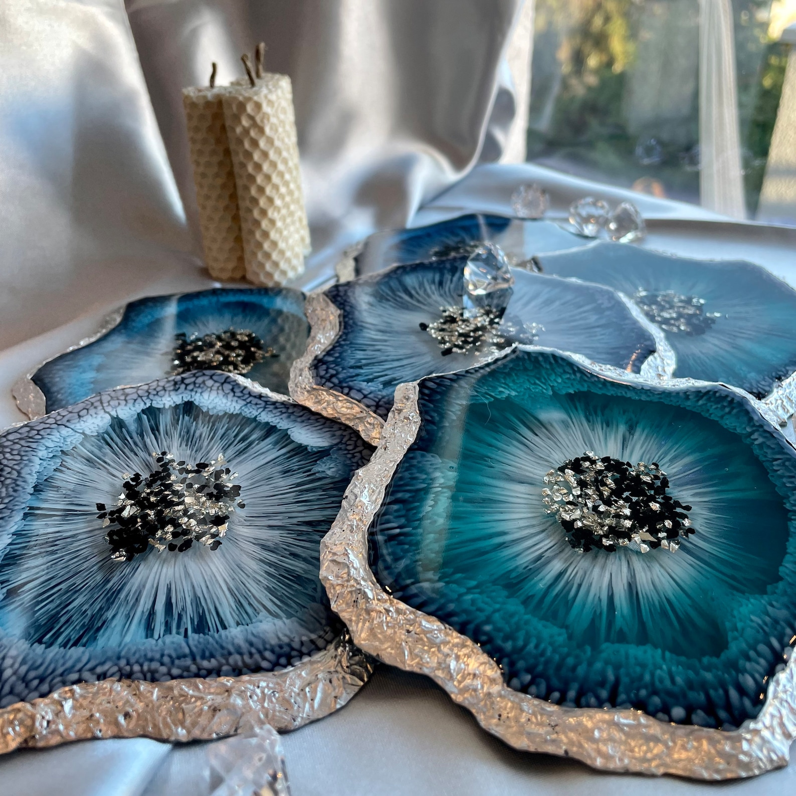 Three Shades of the Sea Resin Coasters - Etsy