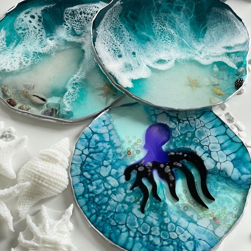 Resin Beach Coasters - Etsy