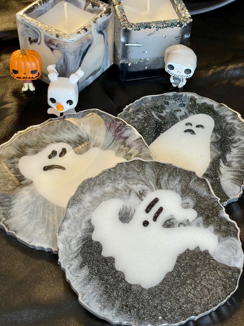 Ghost Resin Coasters / Halloween Decor - Etsy