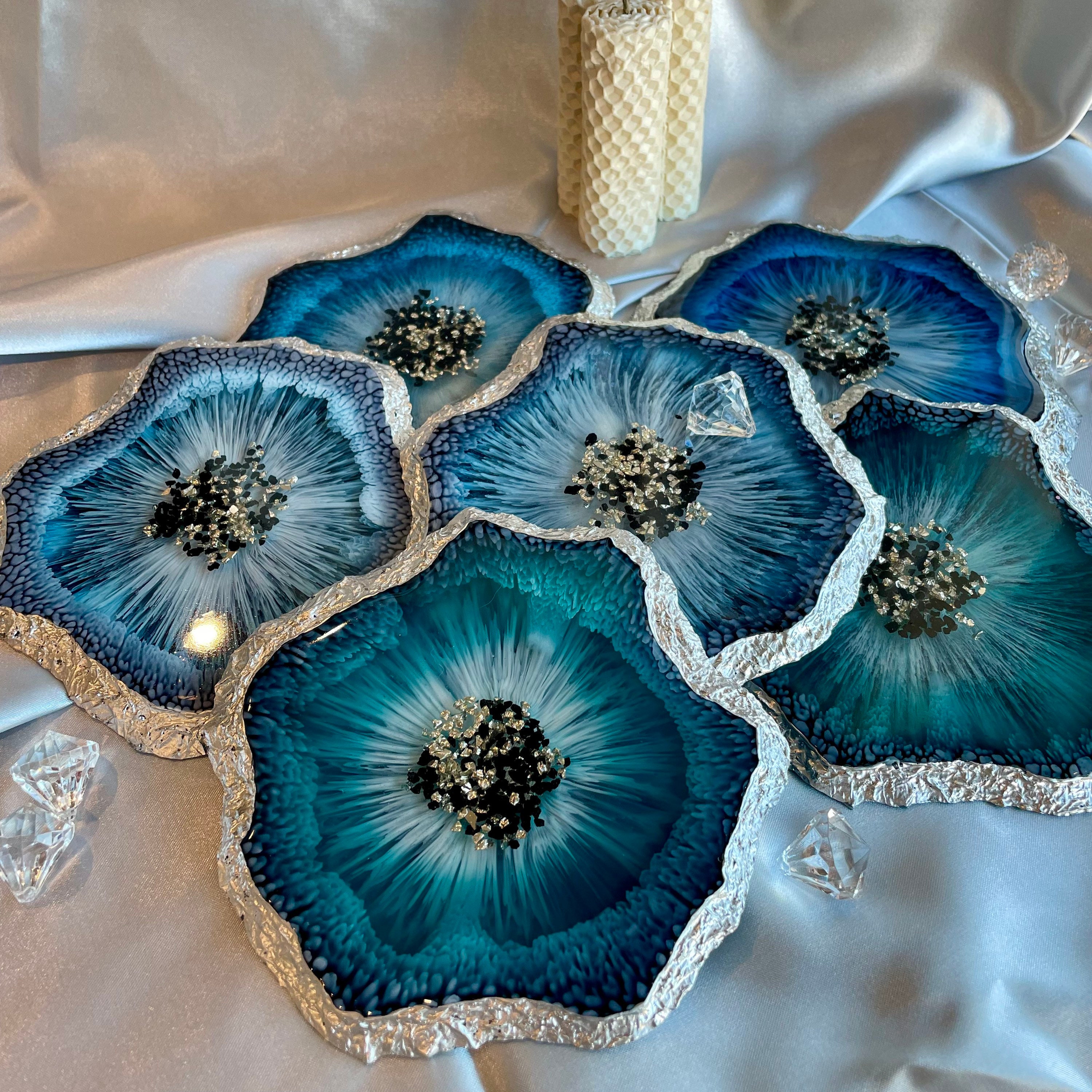 Three Shades of the Sea Resin Coasters - Etsy