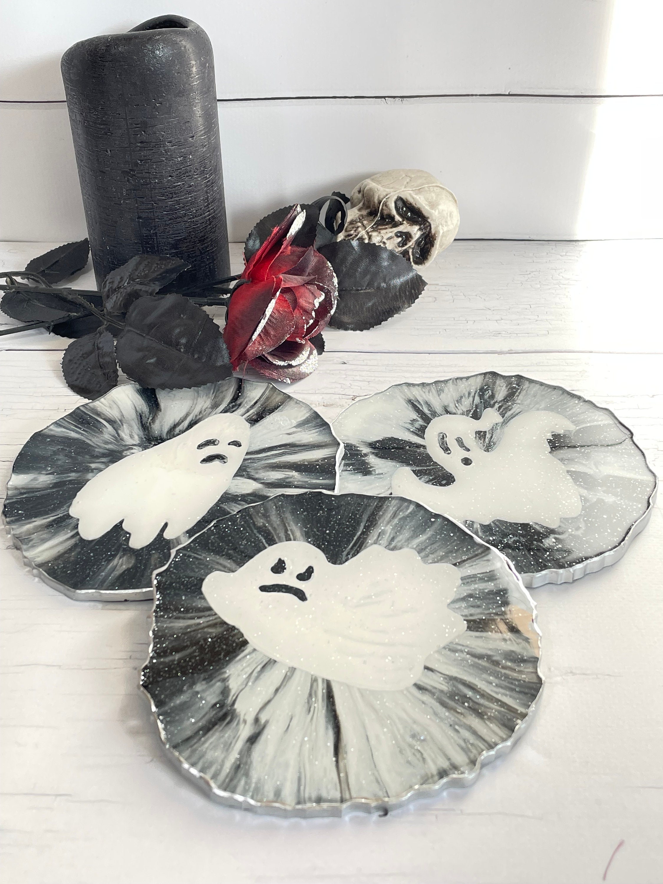 Ghost Resin Coasters / Halloween Decor - Etsy