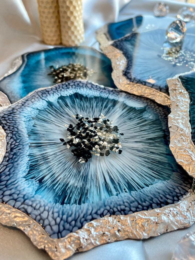 Three Shades of the Sea Resin Coasters - Etsy