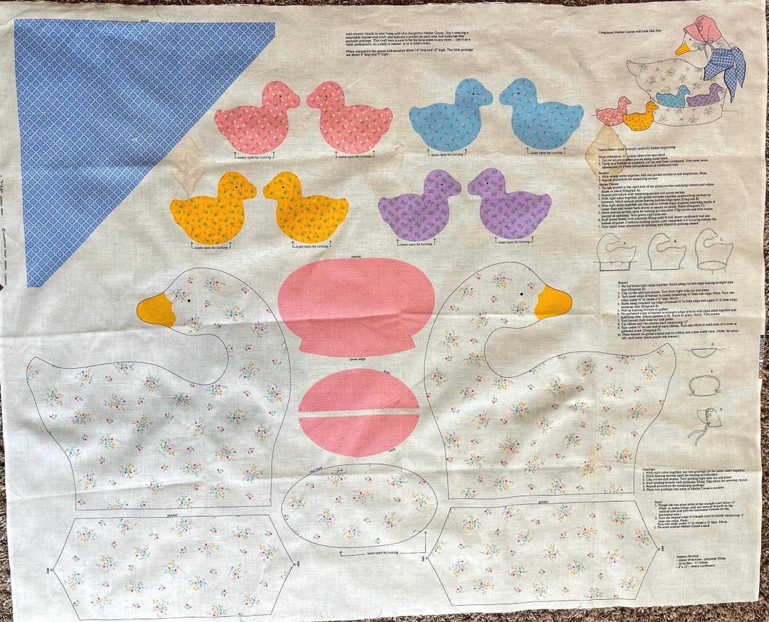 Vintage Fabric Panel From VIP Fabrics Mother Goose With Goslings - Etsy