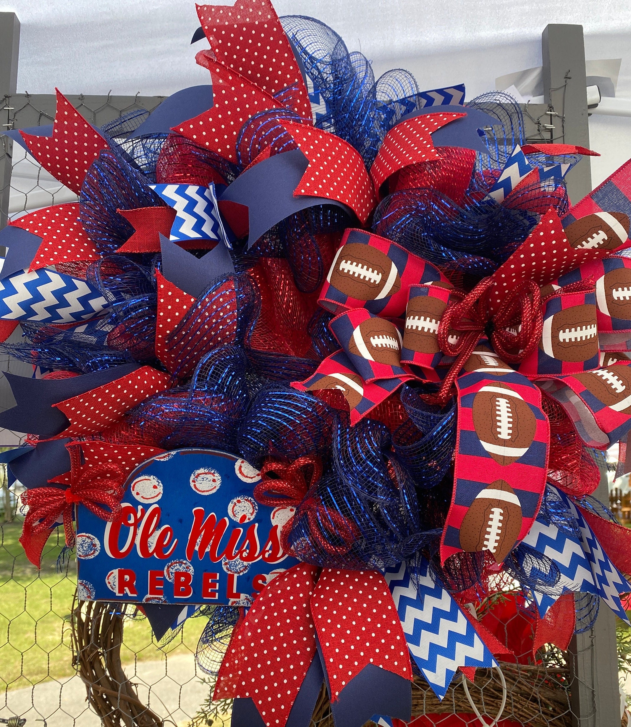 Football Wreath, Ole Miss Wreath, Mesh Wreath, Front Door Wreath, Fall ...