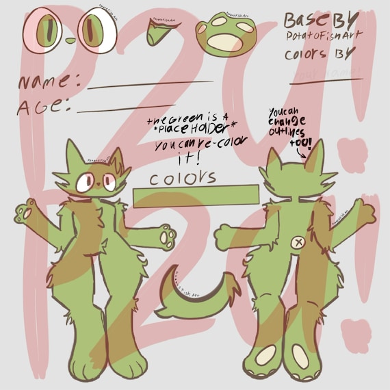 Cat Fursona Reference BASE - Etsy
