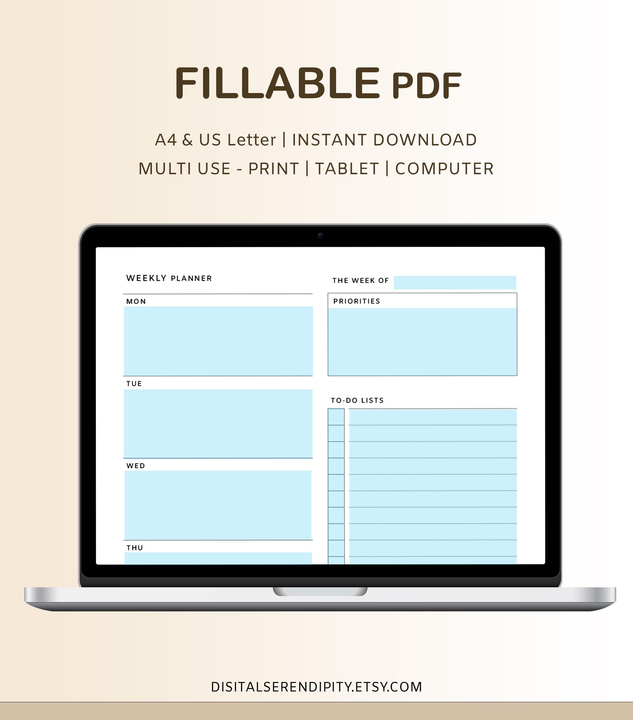 Weekly Cleaning Checklist: Printable Planner, A5 A4 Letter Size ...