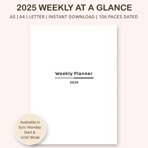 2025 Weekly Planner Printable: A4/a5/letter Sizes (digital Download) - Etsy