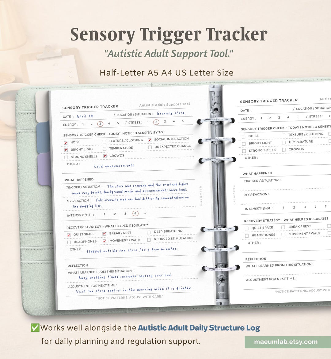 Sensory Trigger Tracker Printable A5 | Autism Sensory Log ...