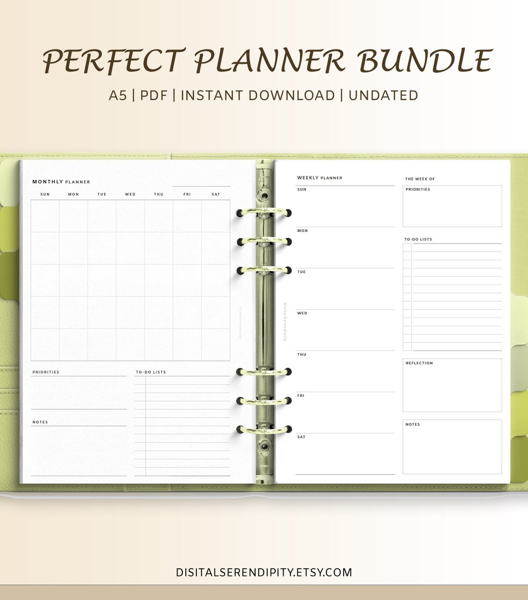 A5 Perfect Planner Bundle/ Printable Pdf Template/ Undated Refill ...