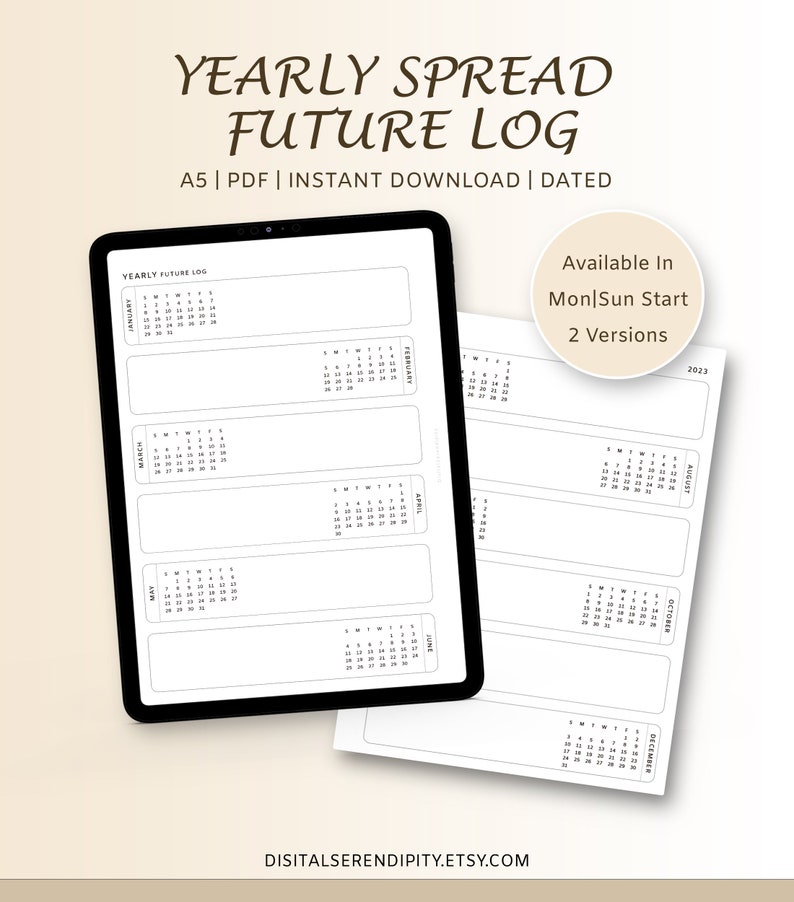 2024 Printable Yearly Spread Planner/year at a Glance/yearly Future Log ...