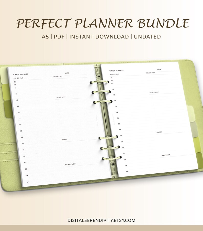 A5 Perfect Planner Bundle/ Printable Pdf Template/ Undated Refill ...