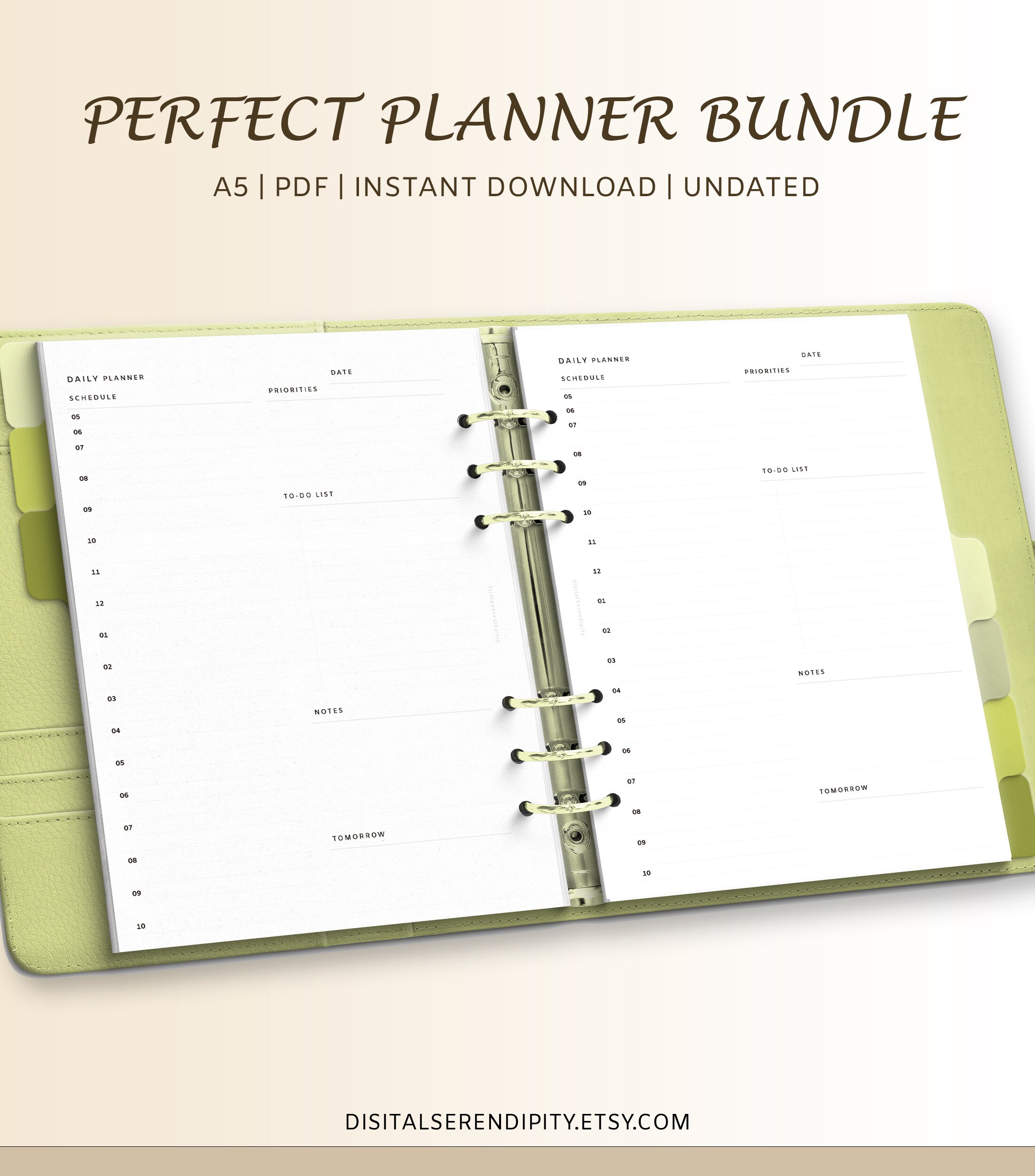 A5 Perfect Planner Bundle/ Printable Pdf Template/ Undated Refill ...