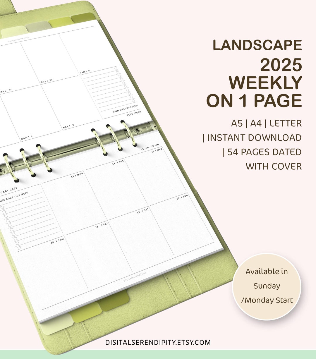 2025 Weekly Dated Printable Planner/ Weekly Planner Agenda, Organizer ...