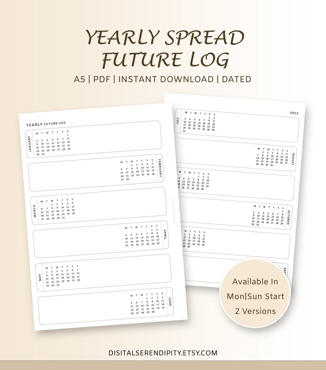 2024 Printable Yearly Spread Planner/year at a Glance/yearly Future Log ...