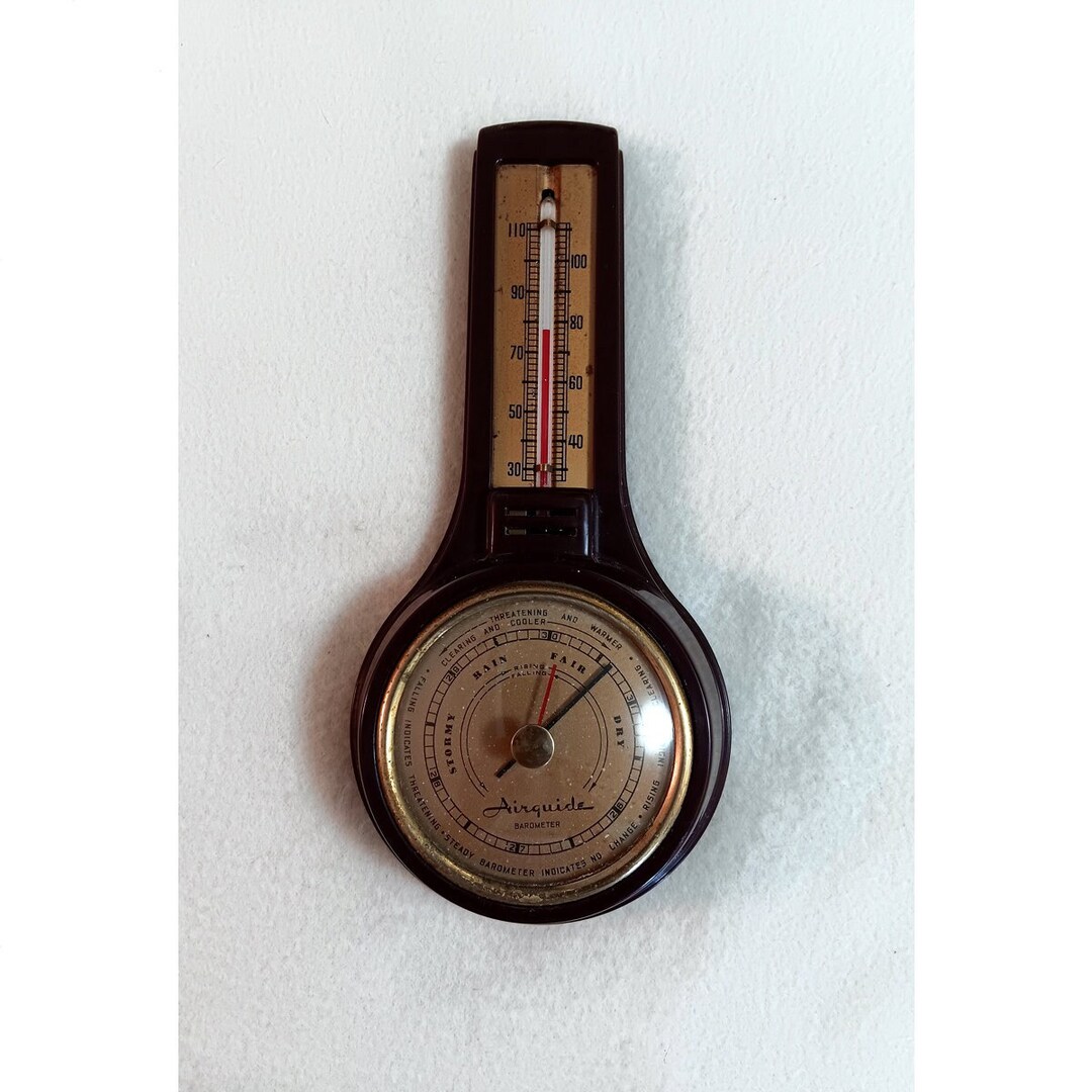 Vintage Airguide 8" Brown Bakelite Wallmount Barometer Thermometer - Etsy