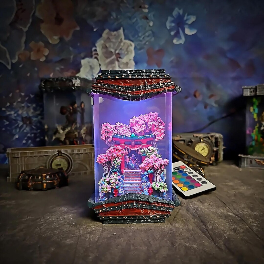 Ghibli Sakura Torii Gate Resin Lamp, LED Cherry Blossom Night Light ...
