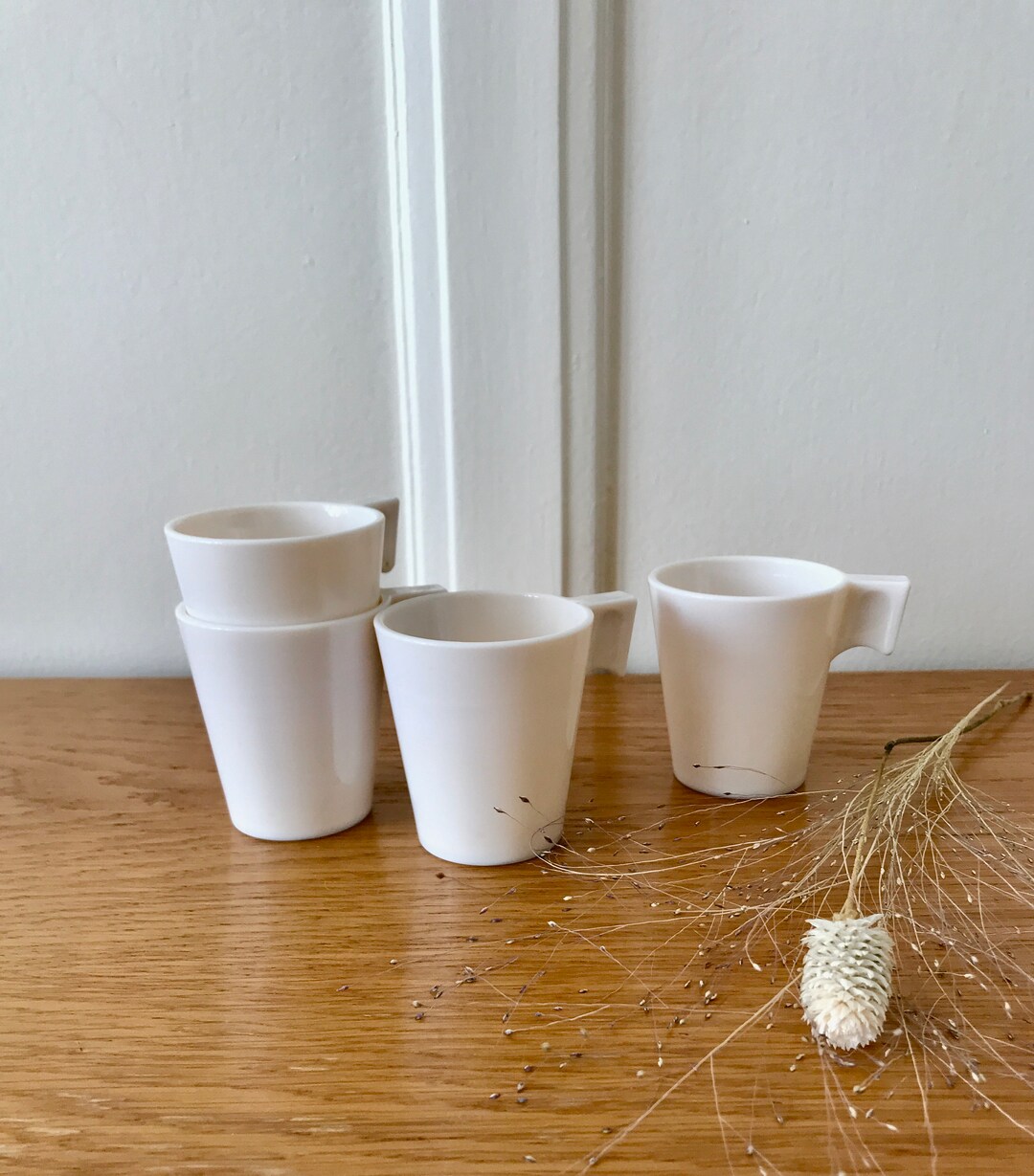 4 White Vintage Coffee Cups Arc France - Etsy