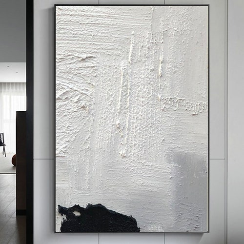 Large Minimalist White Abstract Painting White Modern 3D - Etsy