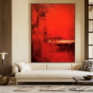 Black Red Abstract Painting Black Red Textured Painting Red Modern ...